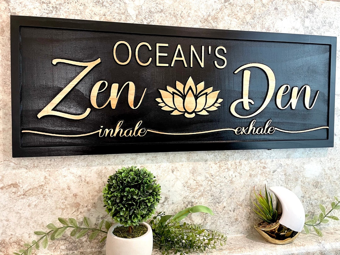 Zen Den Sign Yoga Room Sign Personalized Zen Den Sign for Meditation ...