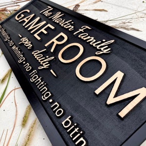 Personalized Game Room Sign Custom Family Game Room Sign Last Name Sign ...