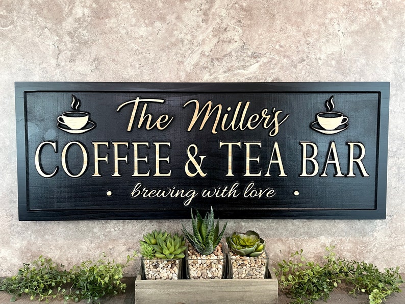 Personalized Coffee and Tea Bar Sign Coffee Tea Bar Kitchen - Etsy