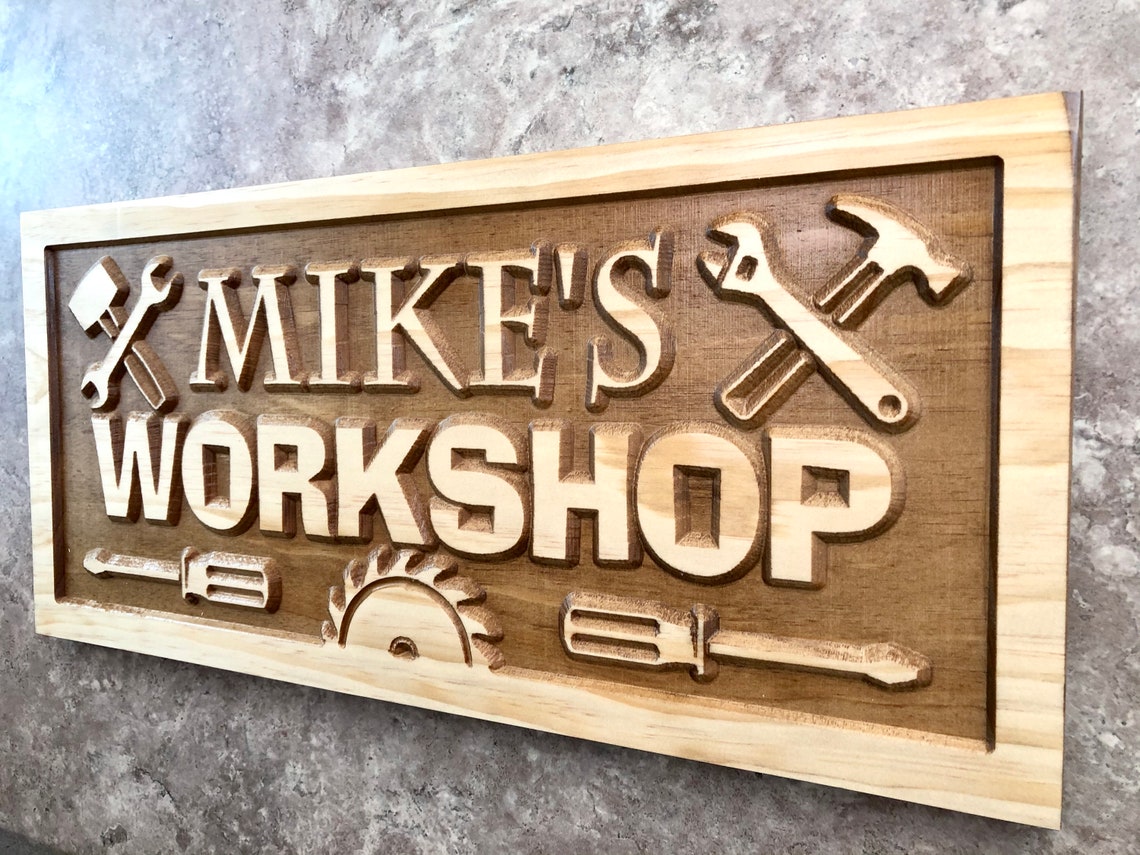 Personalized Workshop sign Birthday gift for dad Custom Garage | Etsy