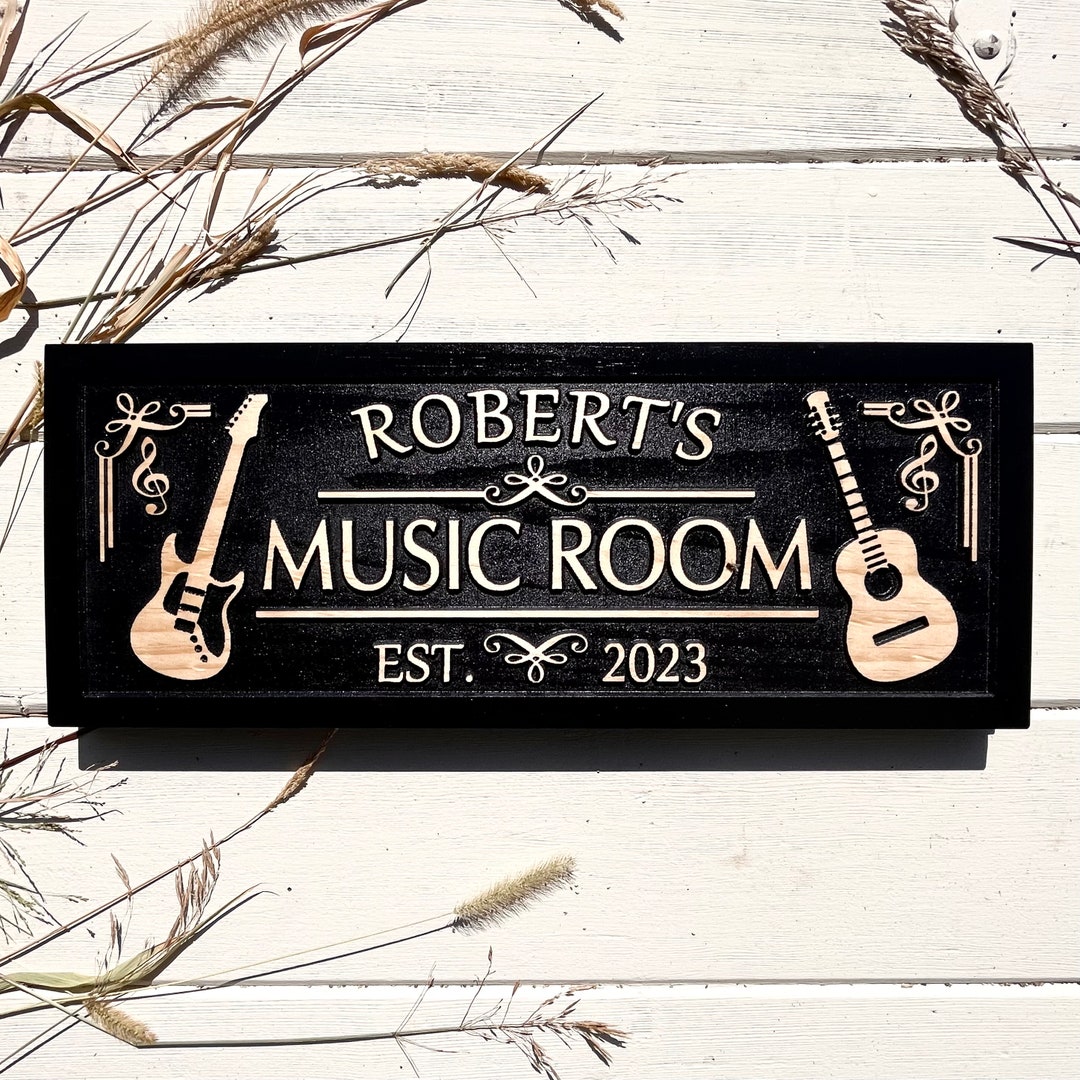 Personalized Music Room Sign Custom Studio Sign Acoustic Guitar Sign ...