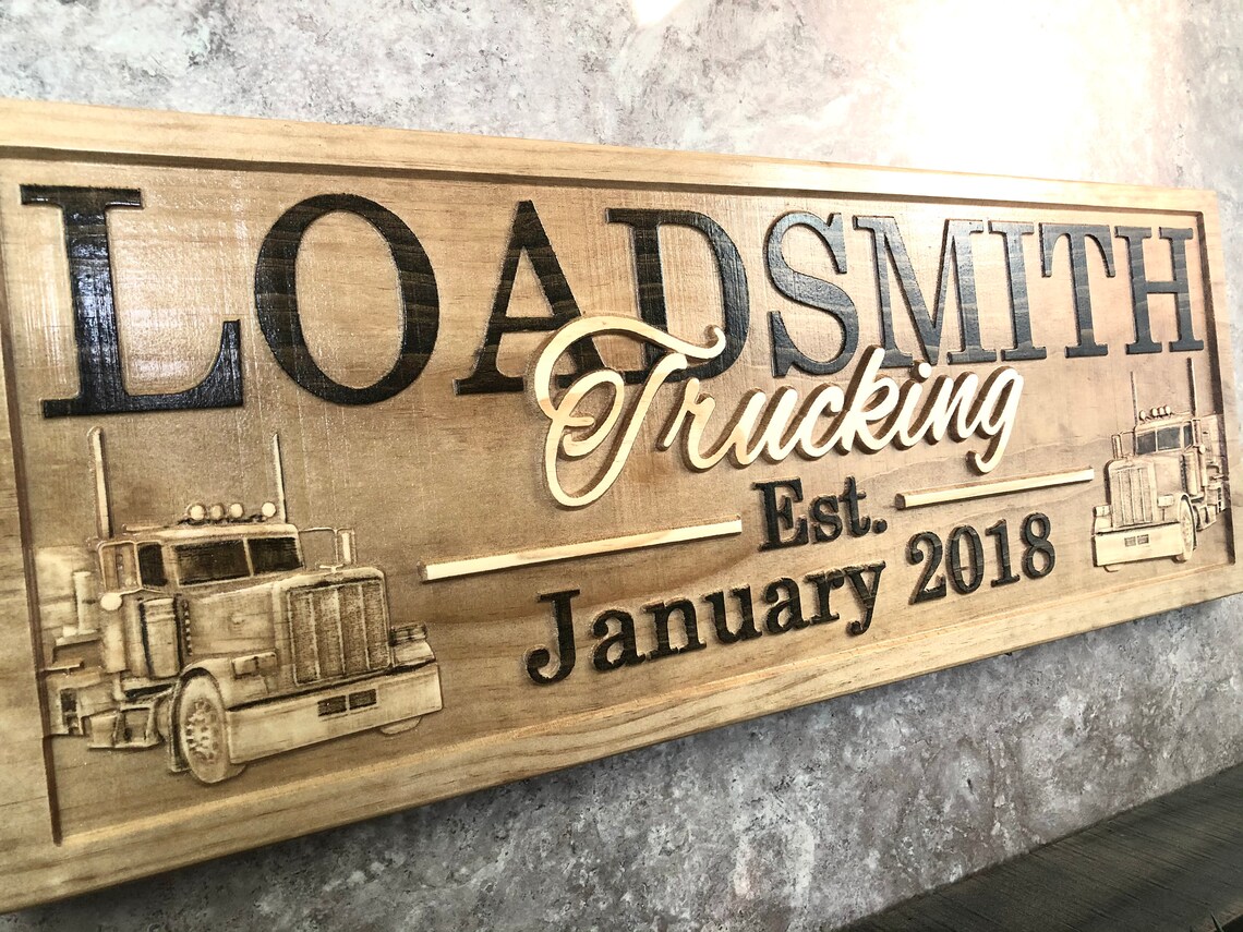 Personalized Semi Truck Business Sign Custom Last Name Sign - Etsy