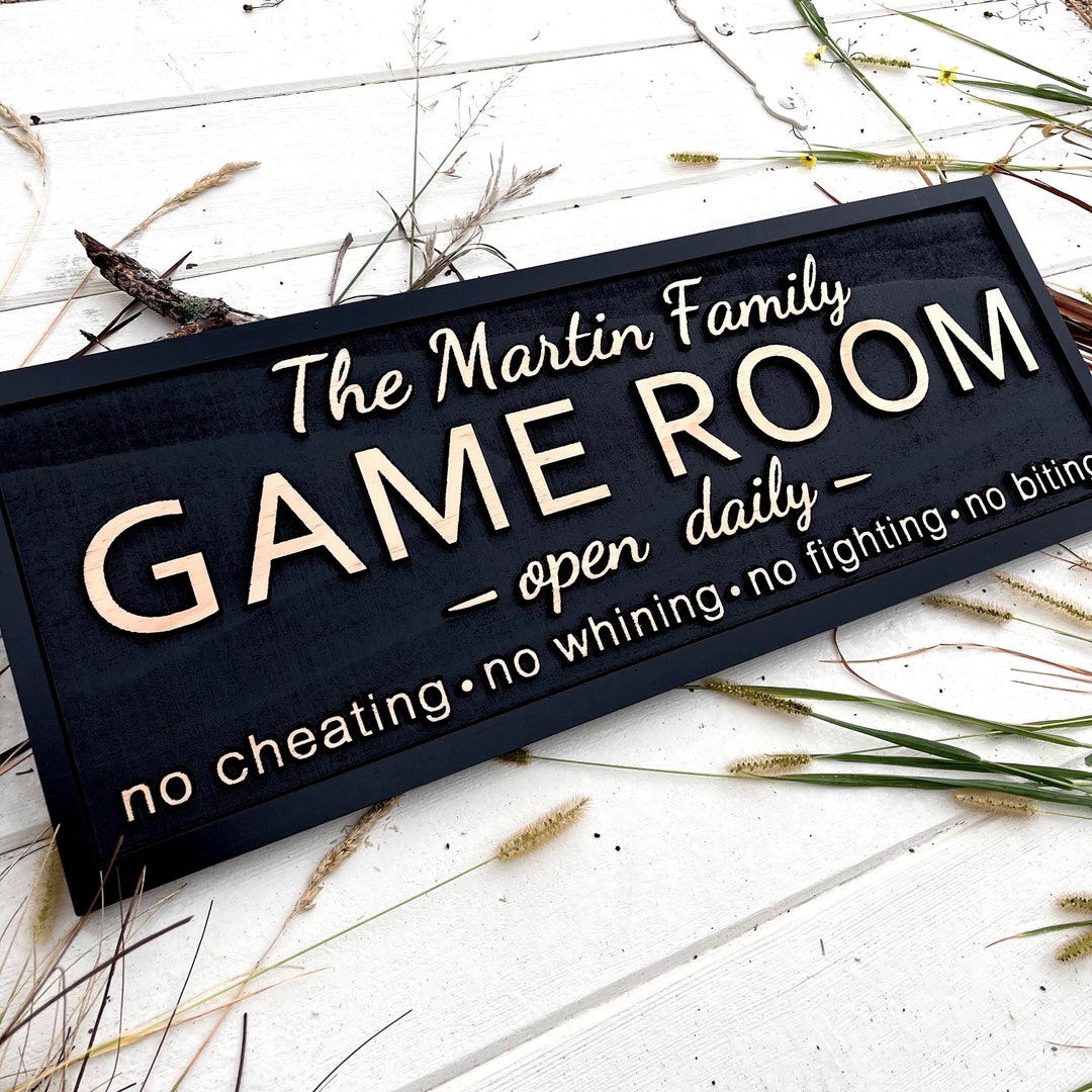Personalized Game Room Sign Custom Family Game Room Sign Last Name Sign ...