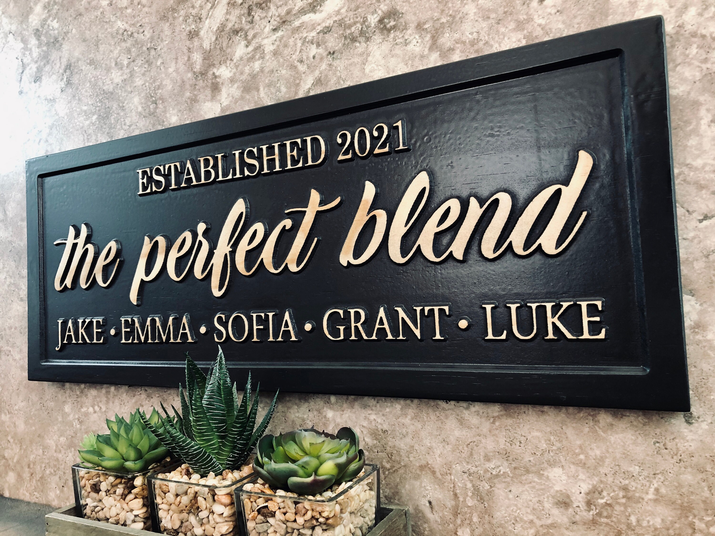 The perfect blend sign Personalized blended family name sign | Etsy