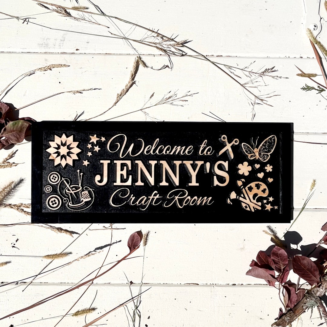 Personalized Craft Room Sign, Custom Carved Wood Art Studio Decor - Etsy