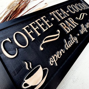Coffee Tea Cocoa Bar Sign Custom Coffee Bar Sign Home Kitchen Decor ...