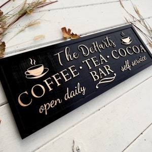 Custom Coffee Tea Cocoa Sign Coffee Bar Sign New Home Kitchen Decor ...