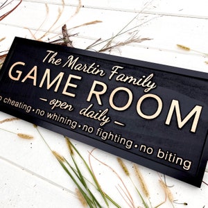 Personalized Game Room Sign Custom Family Game Room Sign Last Name Sign ...