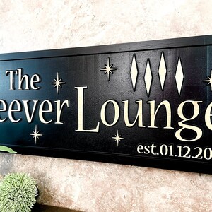 Custom Carved Wood Lounge Sign, Mid Century Modern Bar Decor - Etsy