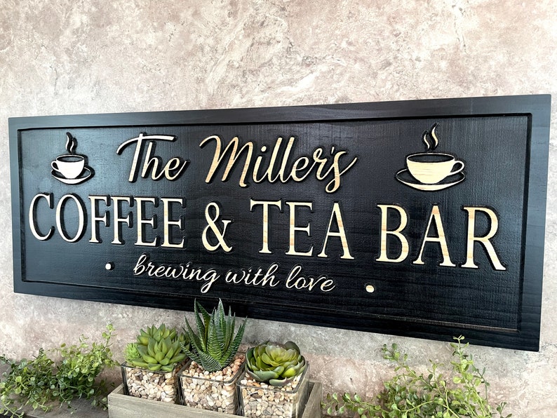 Personalized Coffee and Tea Bar Sign Coffee Tea Bar Kitchen - Etsy