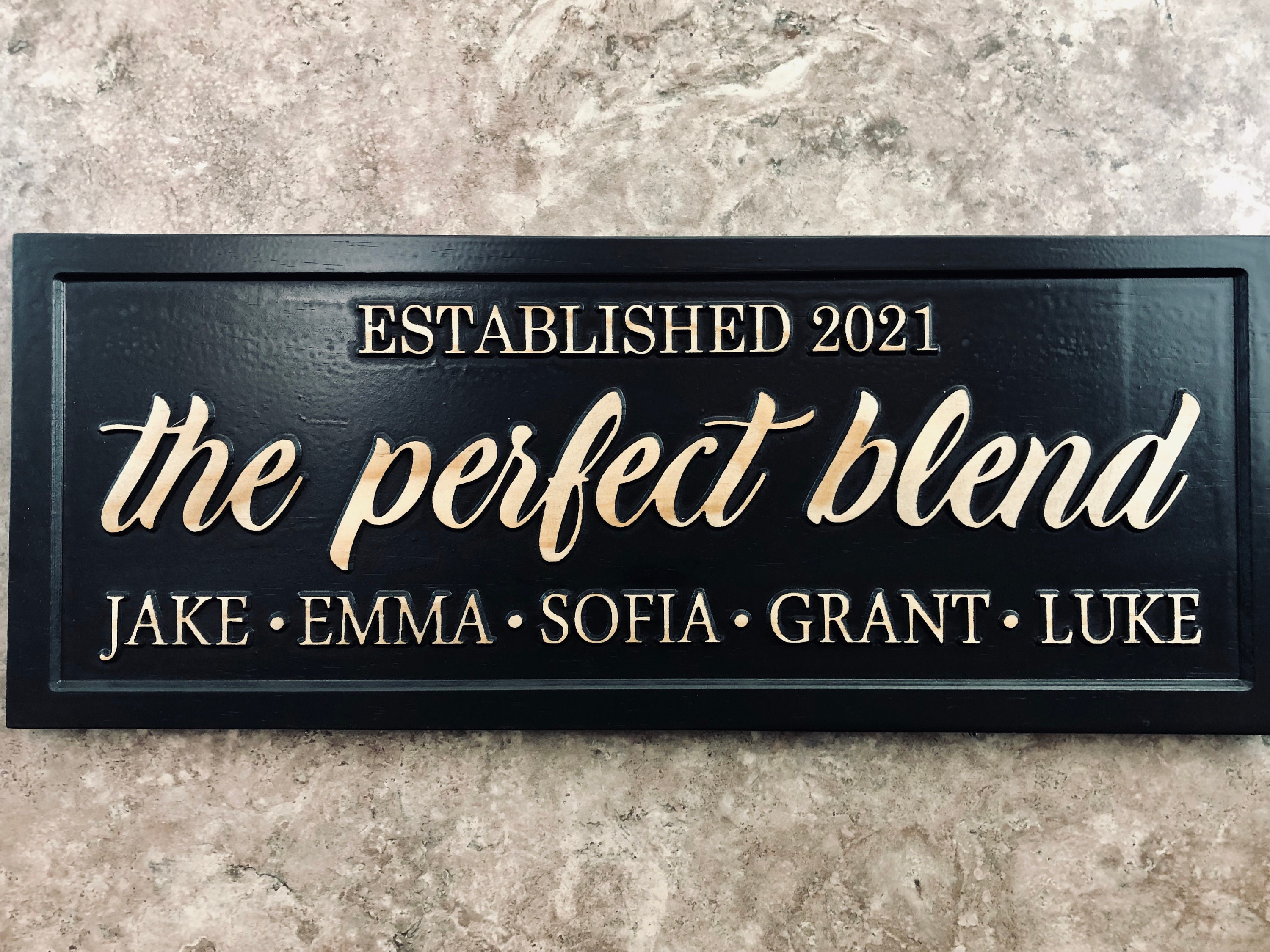 The perfect blend sign Personalized blended family name sign | Etsy