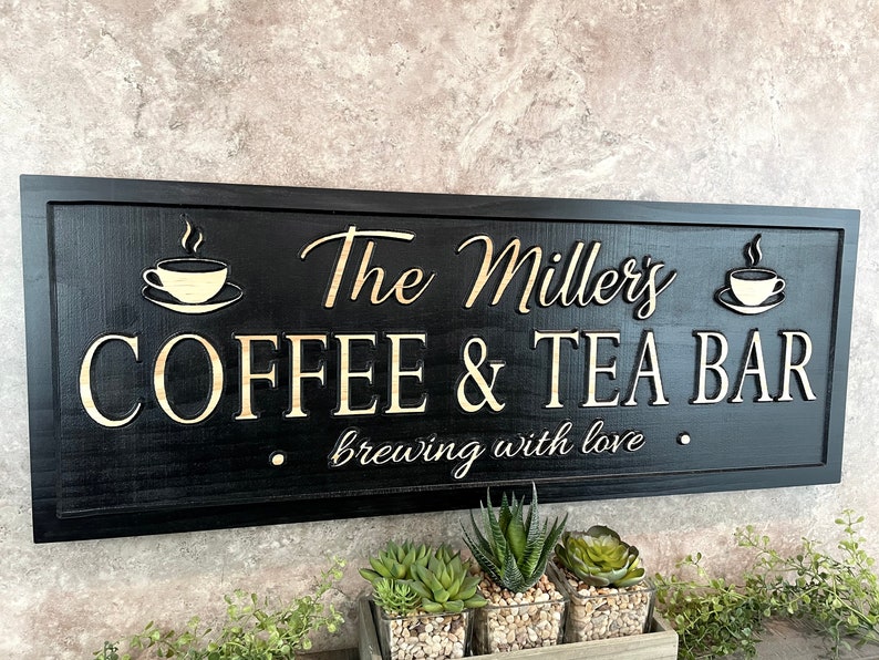 Personalized Coffee and Tea Bar Sign Coffee Tea Bar Kitchen - Etsy