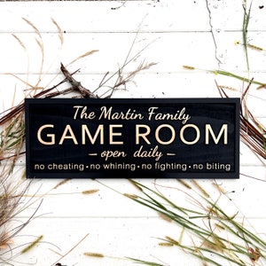 Personalized Game Room Sign Custom Family Game Room Sign Last Name Sign ...