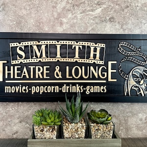 Custom Carved Wood Home Theater Sign, Personalized Movie Room Decor - Etsy