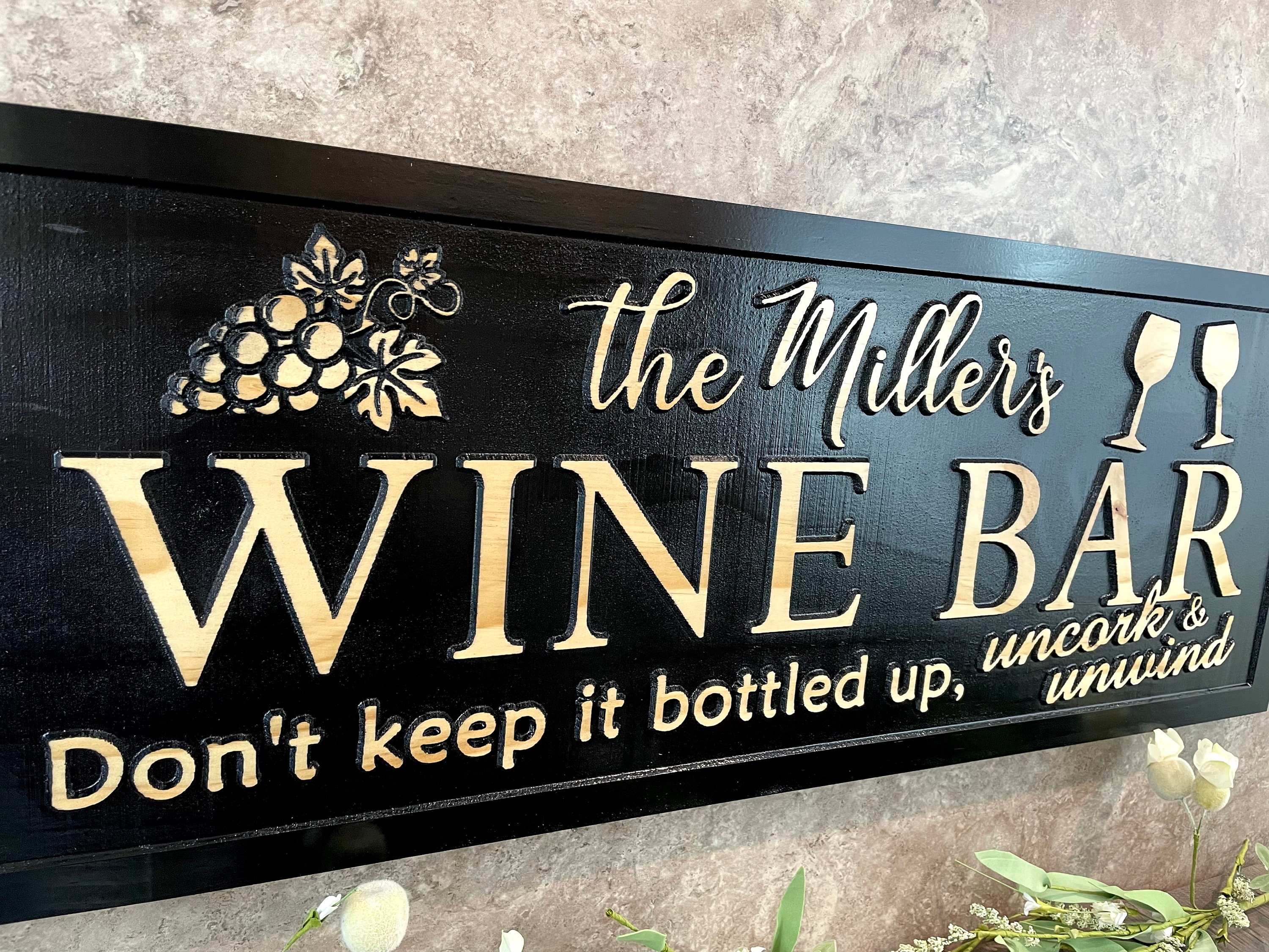 Wine Bar Sign Custom Wine Sign for Home Bar Decor Personalized | Etsy