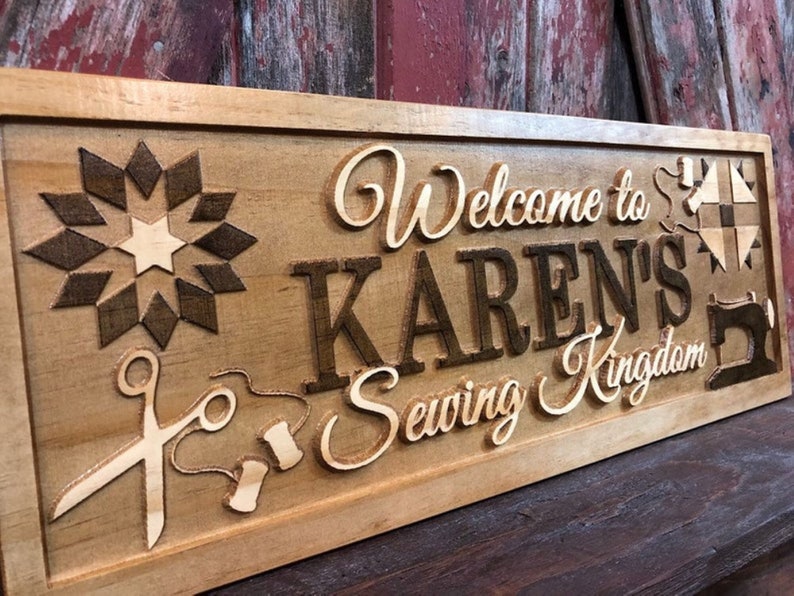 Personalized Sewing and Quilting Room Signs Wood Name Sign - Etsy