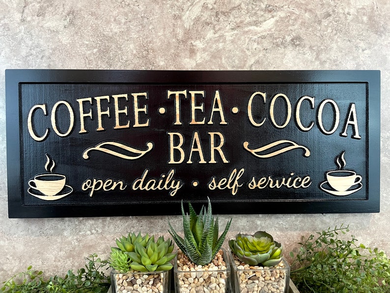 Coffee Tea Cocoa Bar Sign Custom Coffee Bar Sign Home Kitchen | Etsy