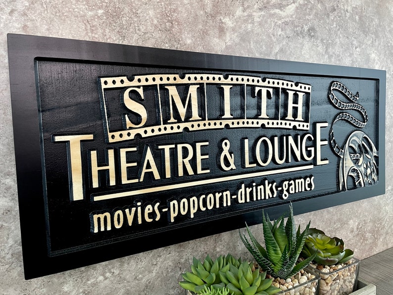 Custom Home Theater Sign Personalized Movie Theatre Room Decor - Etsy