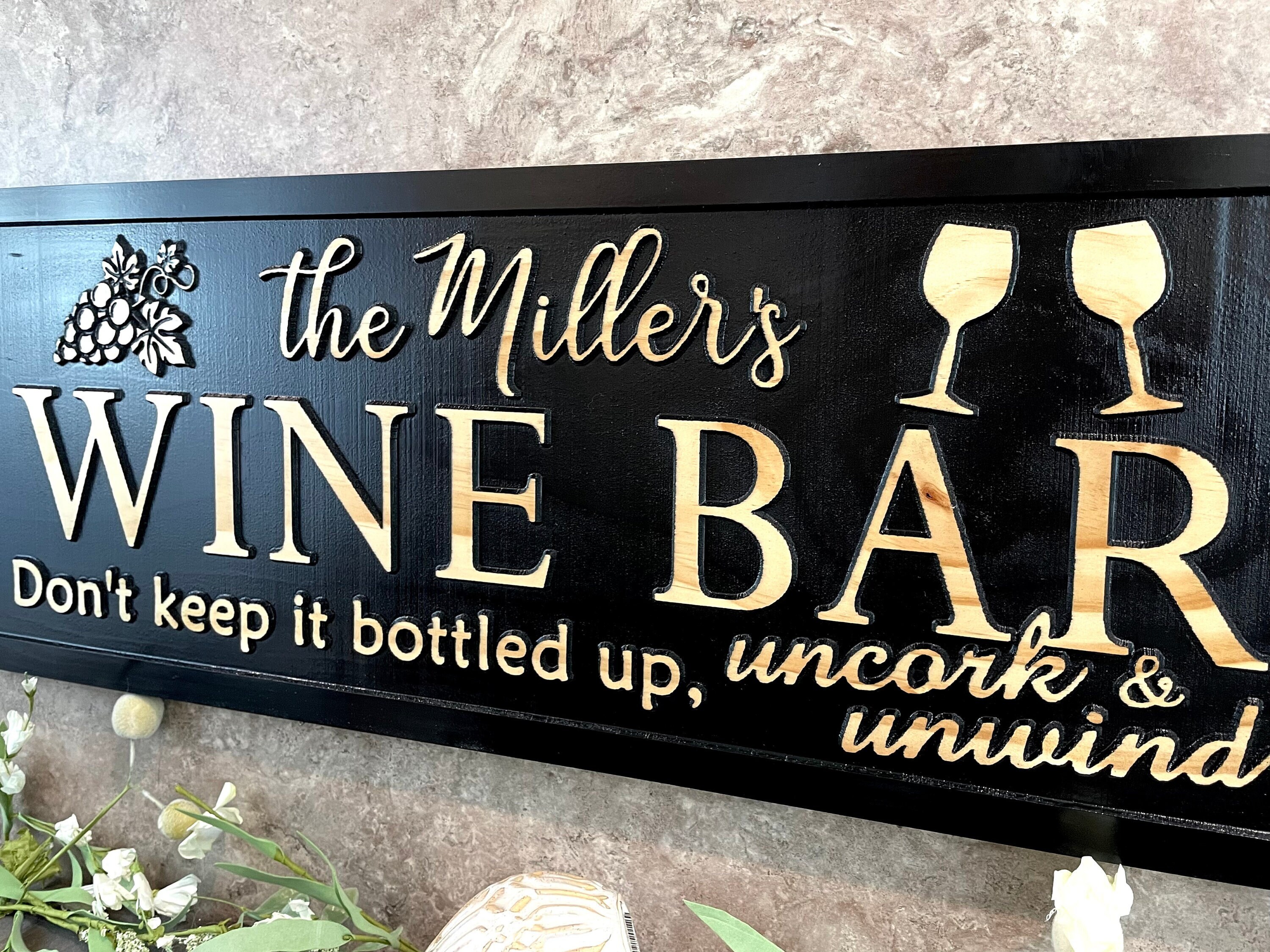 Wine Bar Sign Custom Wine Sign for Home Bar Decor Personalized | Etsy
