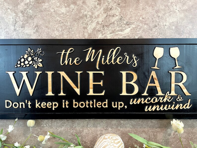 Wine Bar Sign Custom Wine Sign for Home Bar Decor Personalized - Etsy