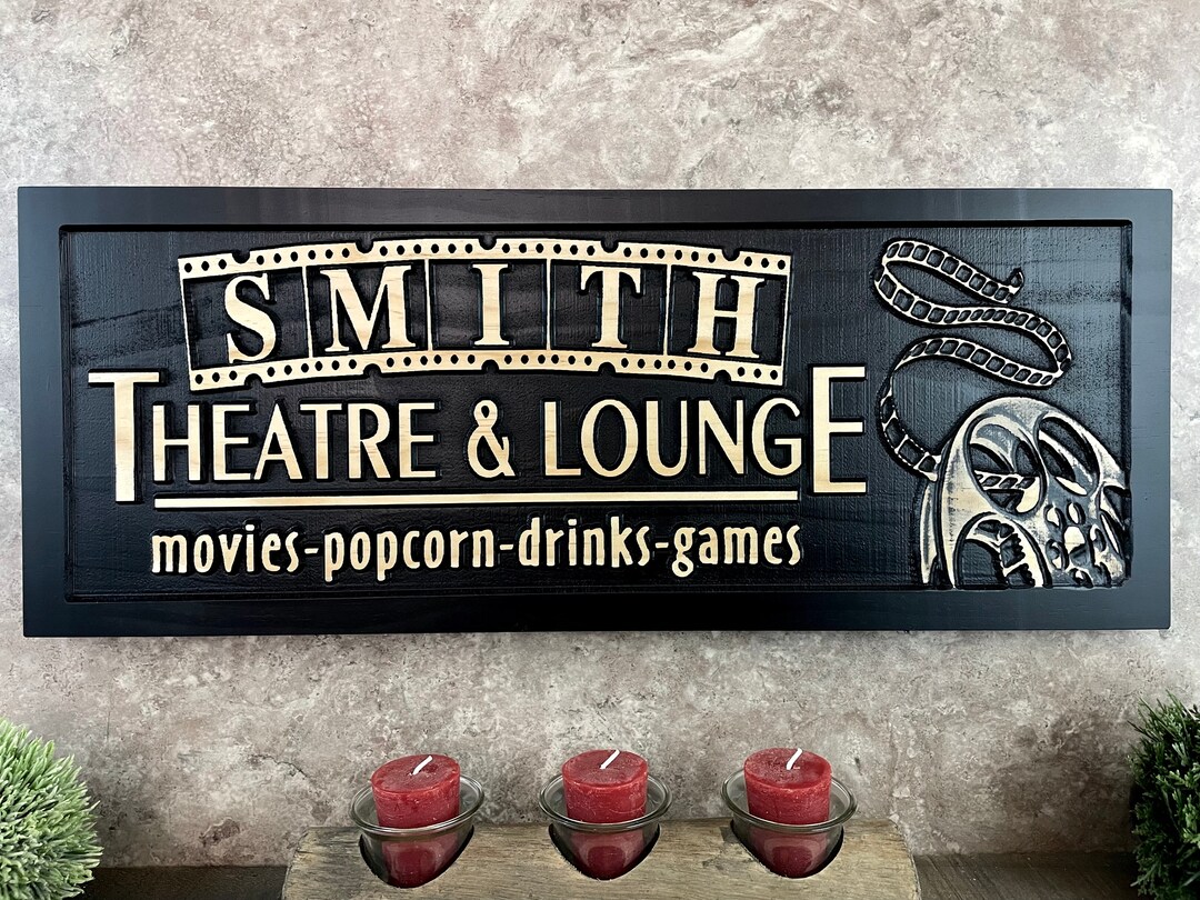 Custom Home Theater Sign Personalized Movie Theatre Room Decor - Etsy