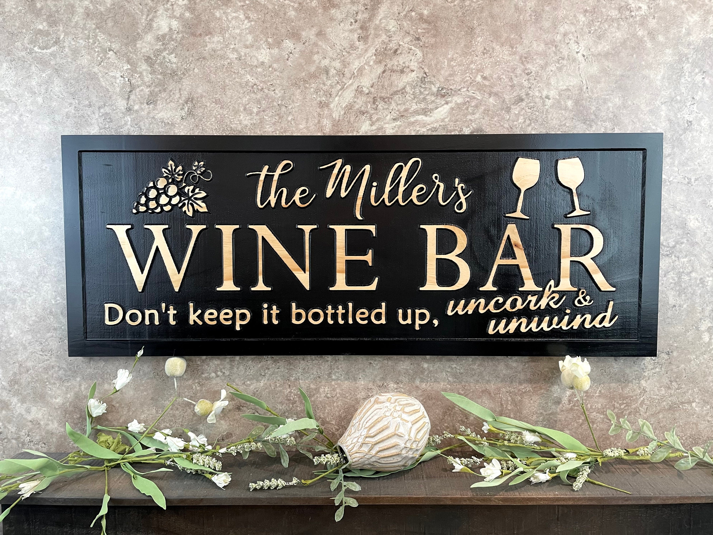 Wine Bar Sign Custom Wine Sign for Home Bar Decor Personalized | Etsy
