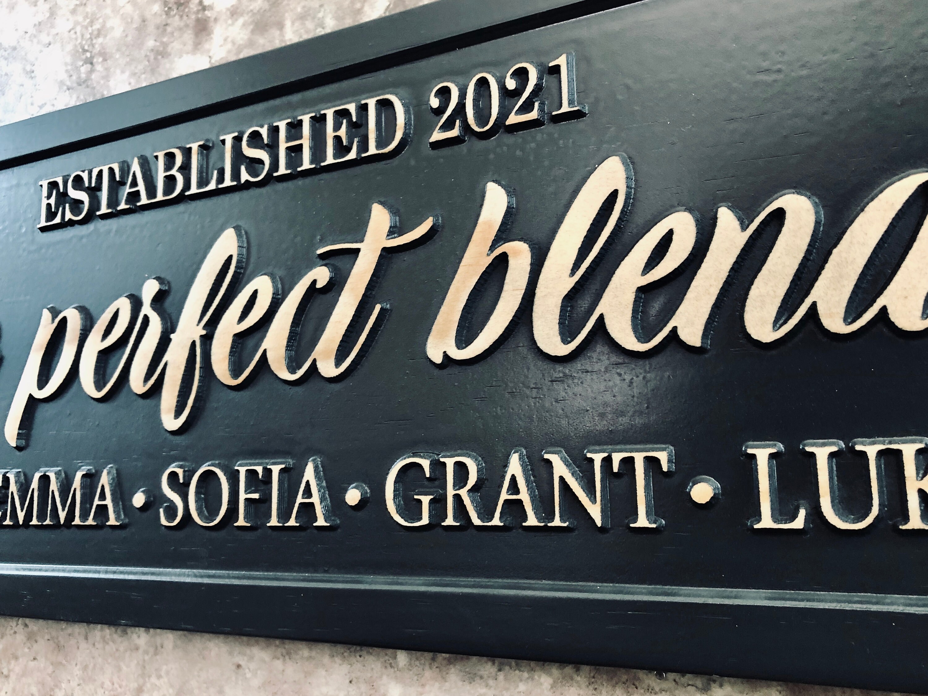 The perfect blend sign Personalized blended family name sign | Etsy