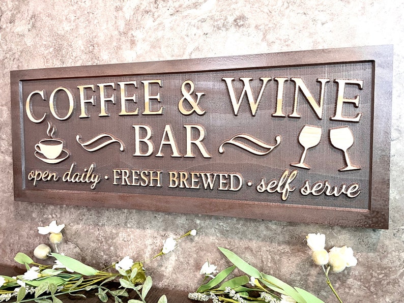 Custom Coffee Wine Bar Sign Coffee Bar Decor Wine Sign Wood - Etsy