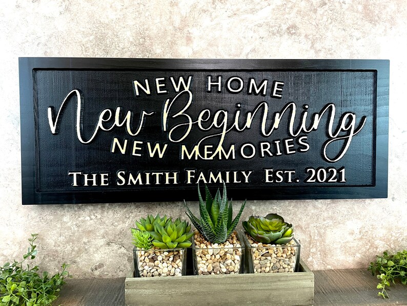 New Home New Beginning New Memories Sign Personalized Family - Etsy