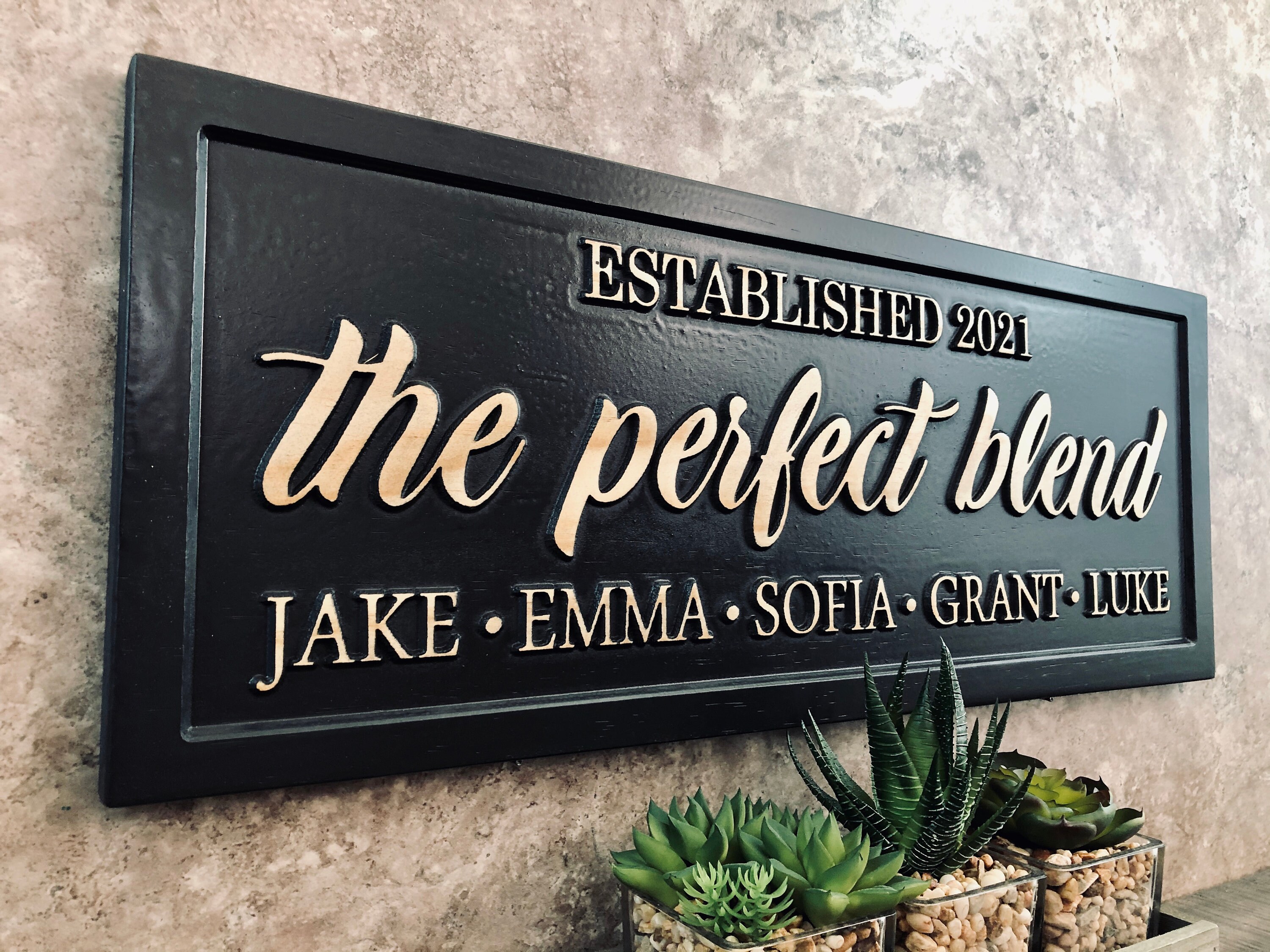 The perfect blend sign Personalized blended family name sign | Etsy