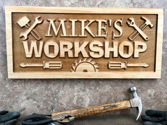Personalized Workshop Sign Home & Living Wall Hangings Home Décor etna ...