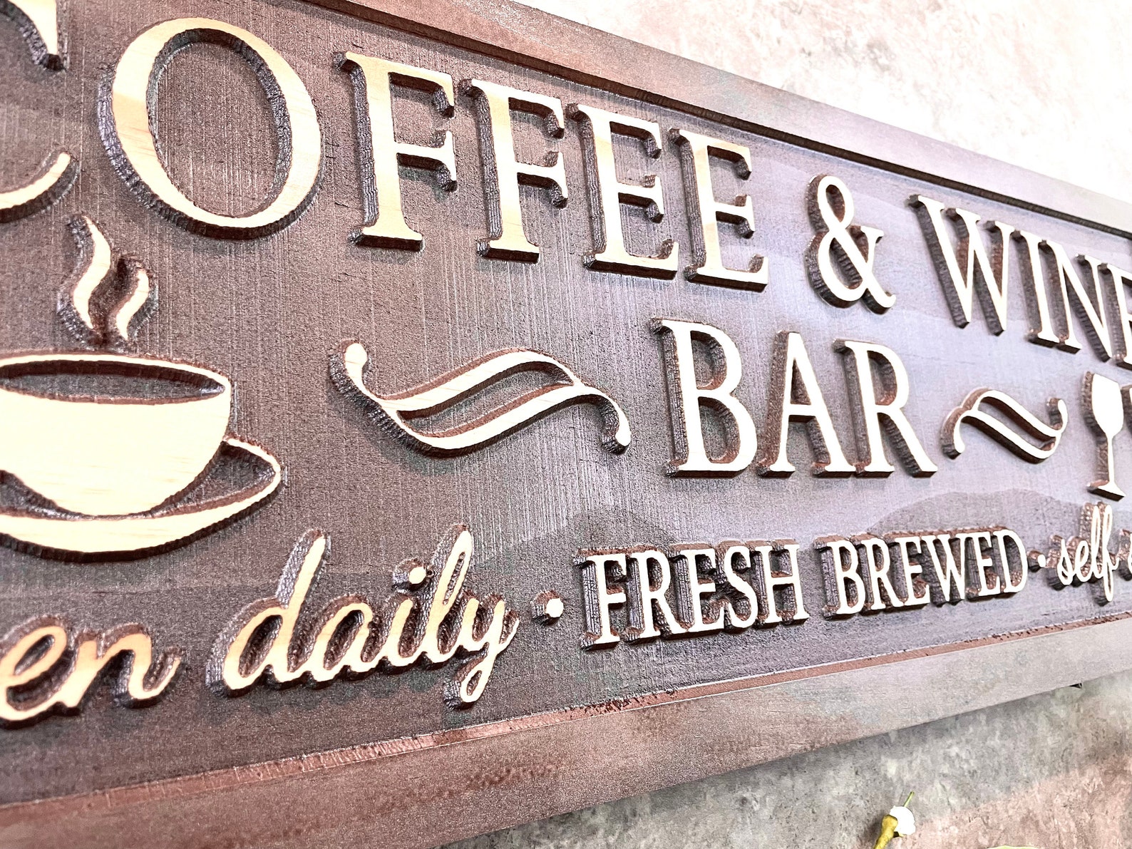Custom Coffee Wine Bar Sign Coffee Bar Decor Wine Sign Wood - Etsy