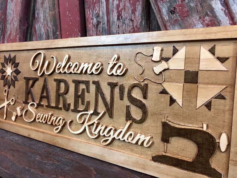 Personalized Sewing and Quilting Room Signs Wood Name Sign - Etsy