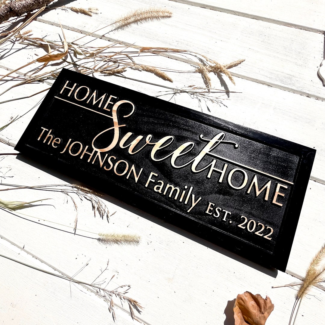 Personalized Home Sweet Home Wood Sign, Custom Family Name - Etsy
