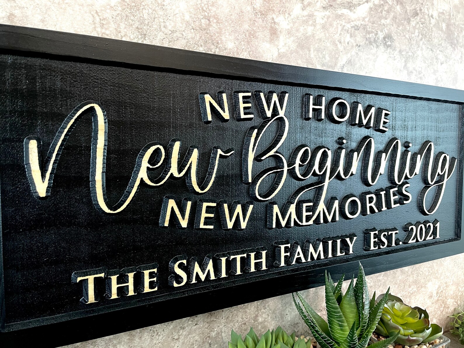 New Home New Beginning New Memories Sign Personalized Family - Etsy