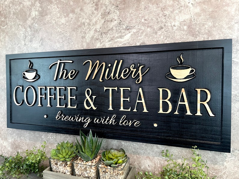Personalized Coffee and Tea Bar Sign Coffee Tea Bar Kitchen - Etsy