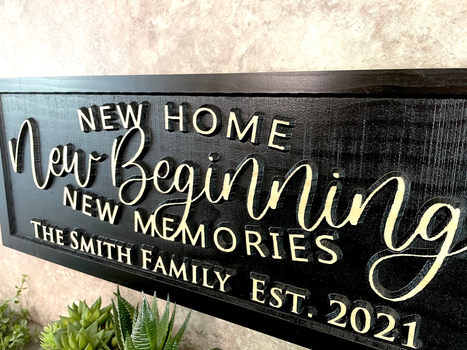 New Home New Beginning New Memories Sign Personalized Family - Etsy
