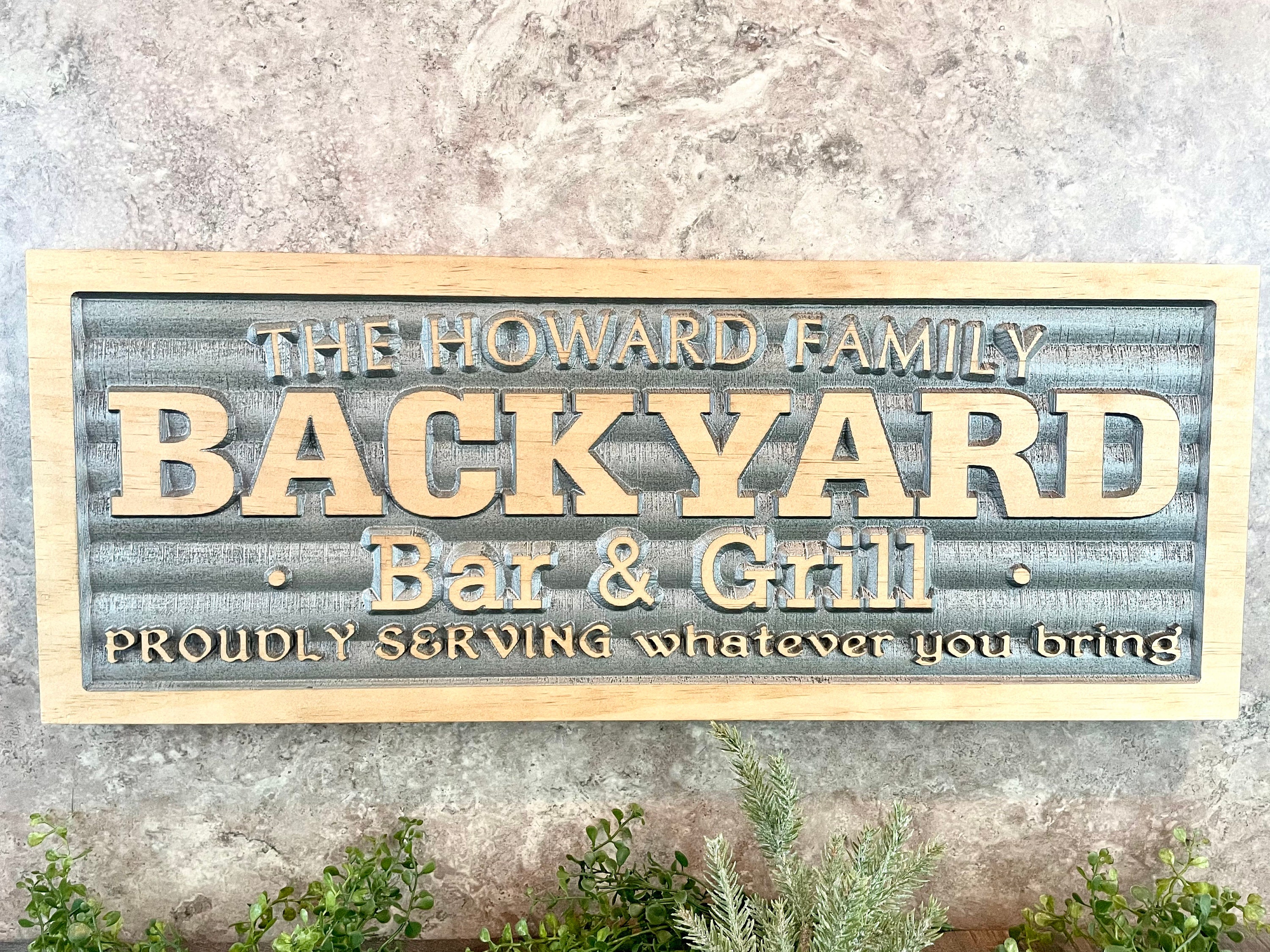 Personalized Backyard Sign Custom Bar & Grill Sign Carved Wood | Etsy