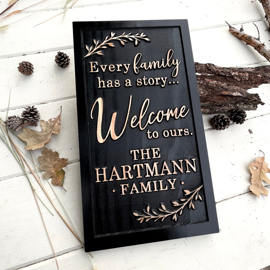 Custom Family Name Welcome Sign, Carved Wood, Housewarming Gift - Etsy