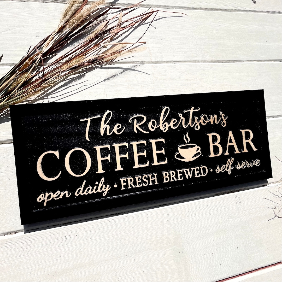 Personalized Coffee Bar Sign Custom Coffee Name Sign Home Kitchen Decor ...