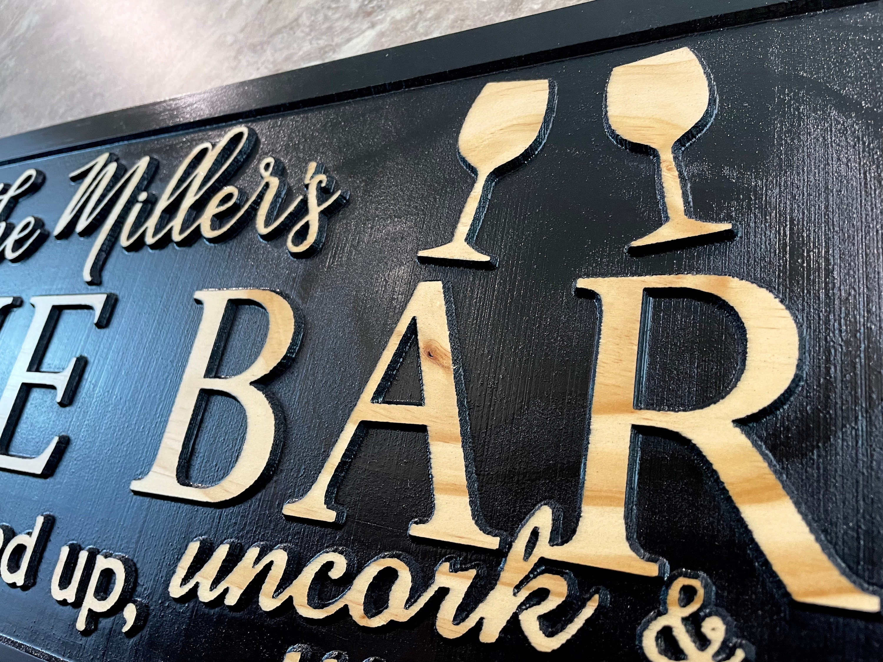 Wine Bar Sign Custom Wine Sign for Home Bar Decor Personalized | Etsy