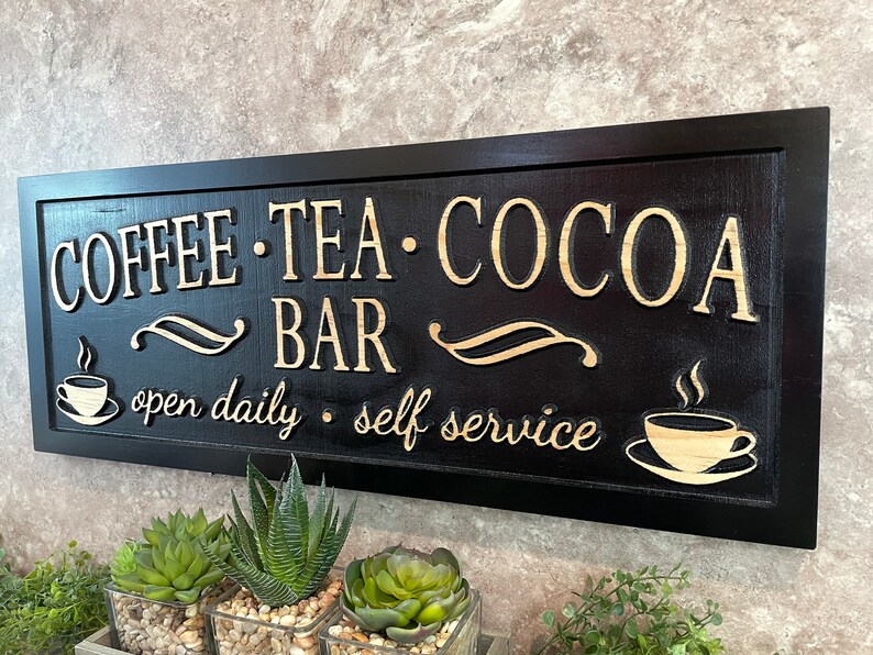 Coffee Tea Cocoa Bar Sign Custom Coffee Bar Sign Home Kitchen - Etsy