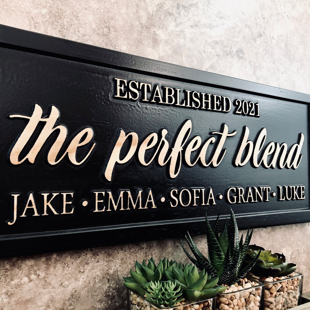 The Perfect Blend Sign Personalized Blended Family Name Sign Custom ...