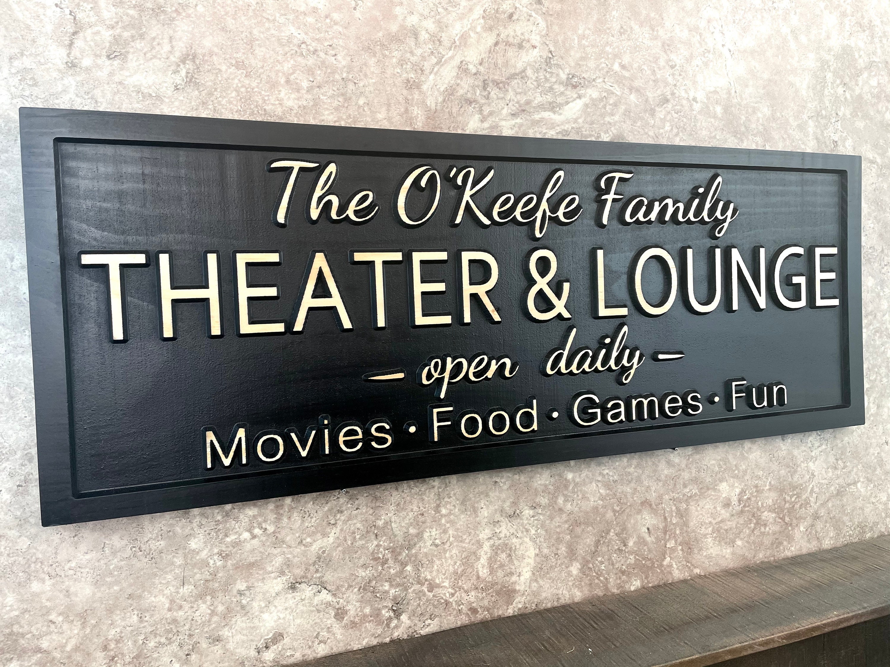 Theater Lounge Sign Custom Movie Theater Sign Personalized - Etsy Ireland