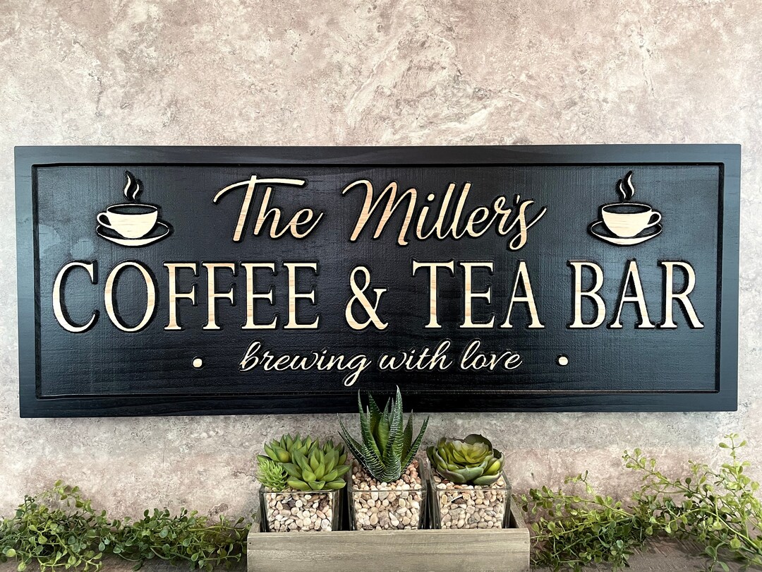 Personalized Coffee and Tea Bar Sign Coffee Tea Bar Kitchen - Etsy