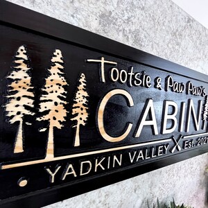 Custom Carved Wood Cabin Sign, Personalized Lake House Decor (11.25x30 ...