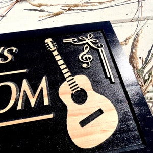 Personalized Music Room Sign Custom Studio Sign Acoustic Guitar Sign ...