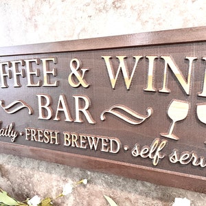 Custom Coffee Wine Bar Sign Coffee Bar Decor Wine Sign Wood - Etsy