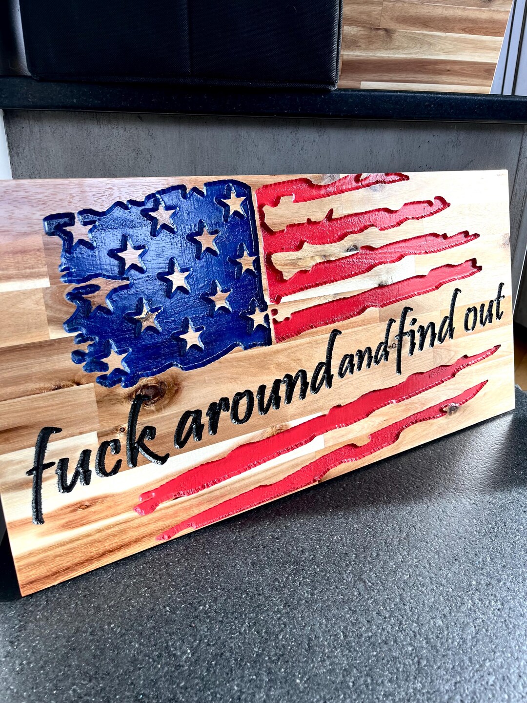 FAFO Plaque F Around Find Out Sign Carved American Flag Patriotic Front ...