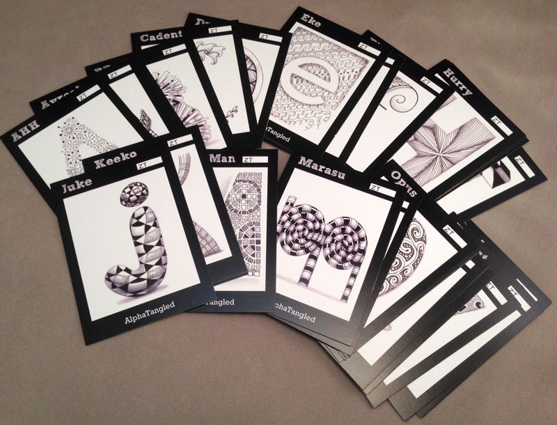 Tangle Cards Alphatangled - Etsy